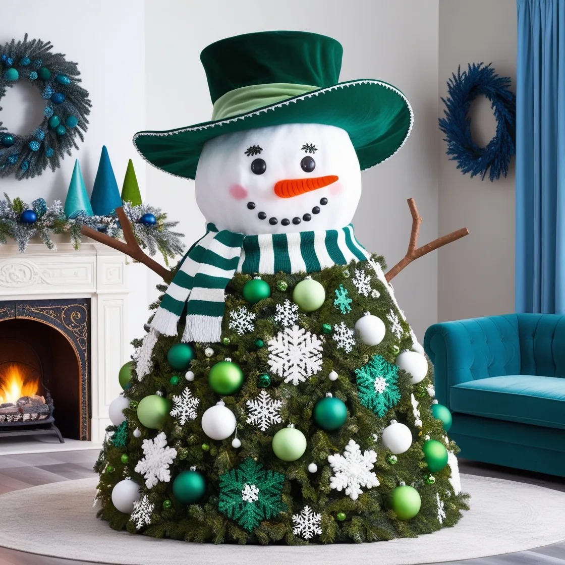 Snowman-Shaped Christmas Tree: A Unique Holiday Delight
