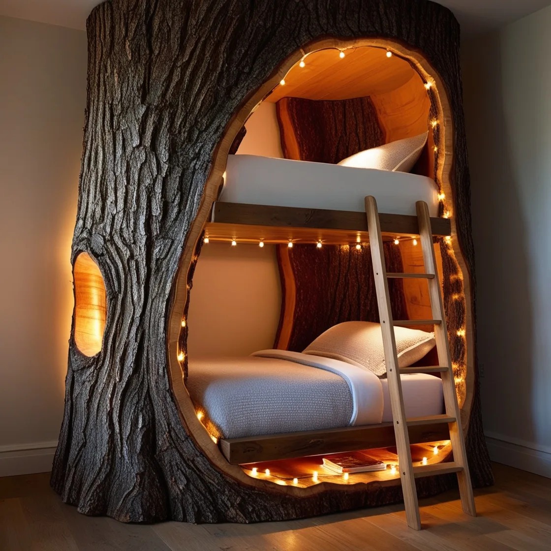 Giant Hollowed Log Bunk Bed: Nature’s Masterpiece for Your Home