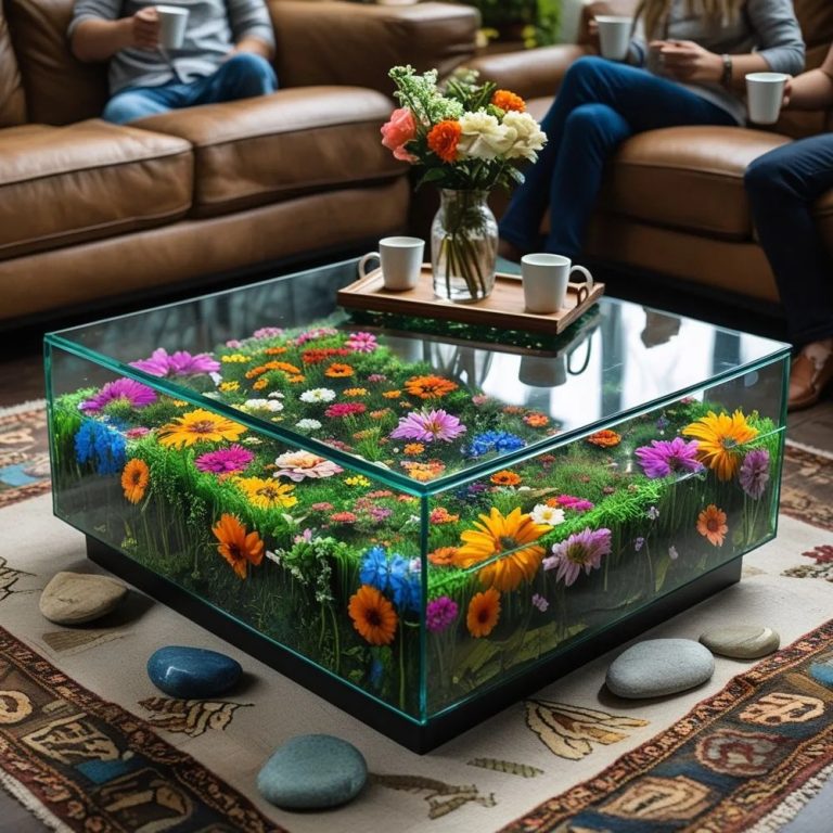 Flower Hill Scene Coffee Table: Where Nature Meets Home Décor Elegance