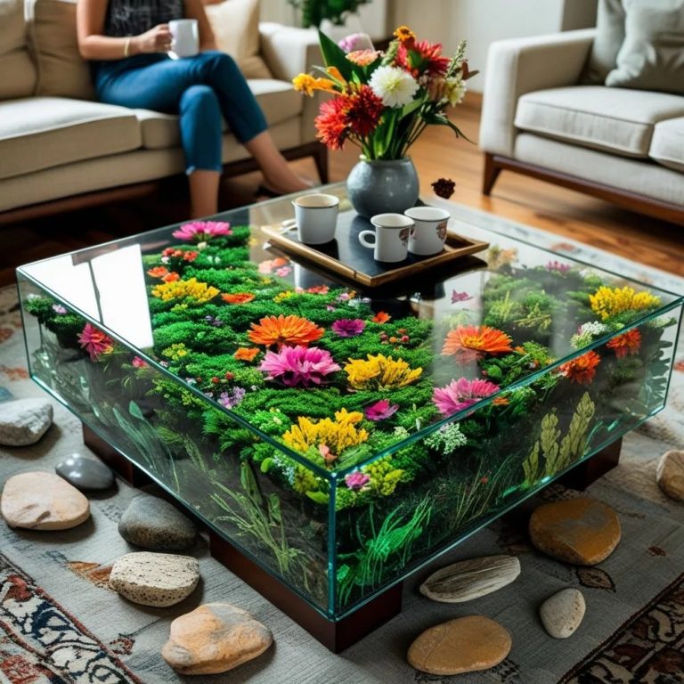 Flower Hill Scene Coffee Table: Where Nature Meets Home Décor Elegance