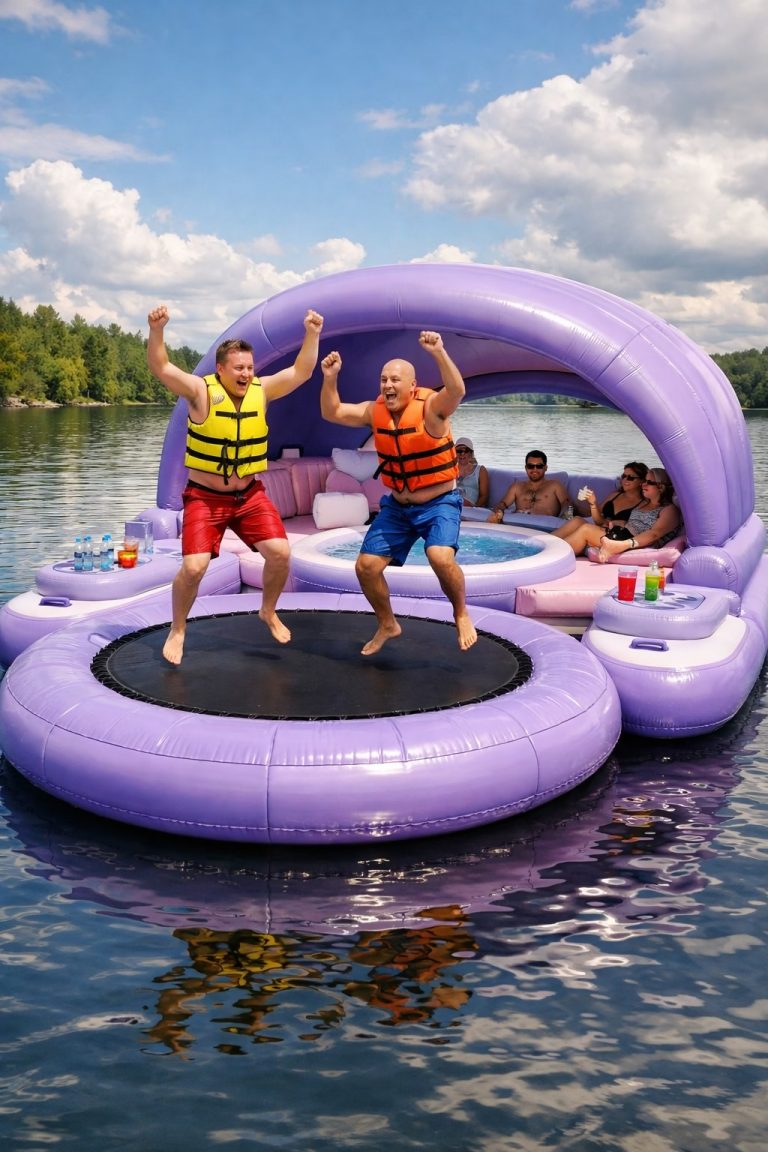 Turn Your Summer into a Private Water Park with a Trampoline Lake Party ...